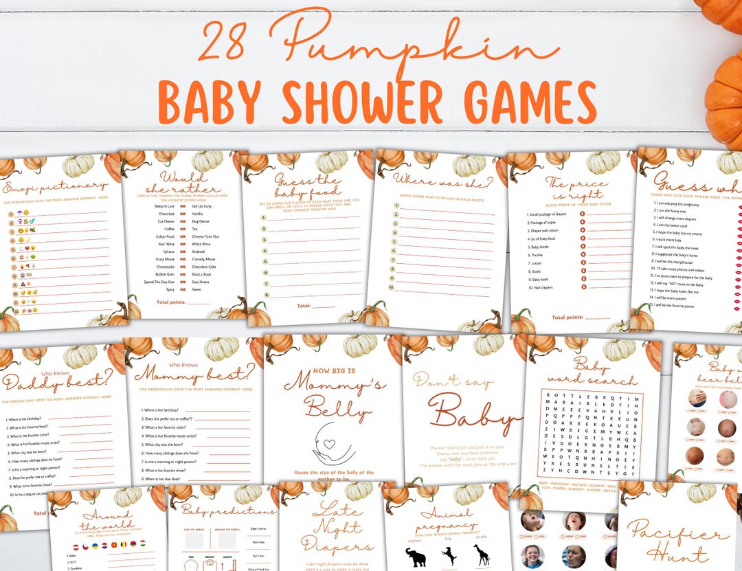 Fall Baby Shower Games, Little Pumpkin Baby Shower Game Bundle, Baby ...