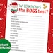 Who Knows the Boss Best Holiday Office Party Game Printable, Fun ...
