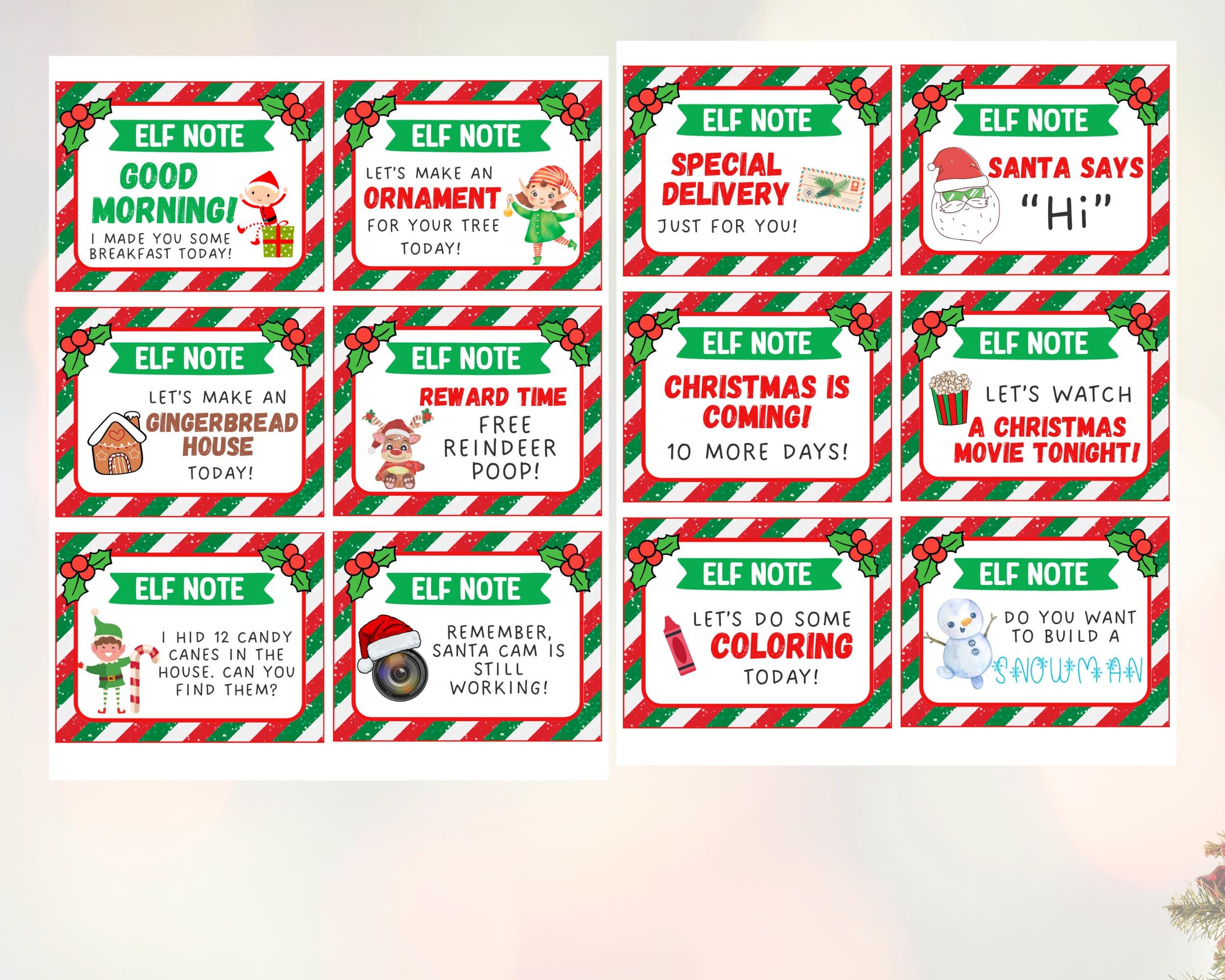 Printable Elf Activities Notes, 24 Days Easy Elf Ideas, Last Minute Elf ...
