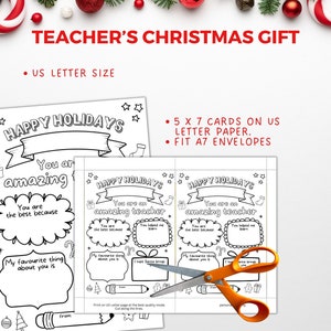 Teacher Christmas Gifts Printable, Teacher Christmas Card / Letter ...