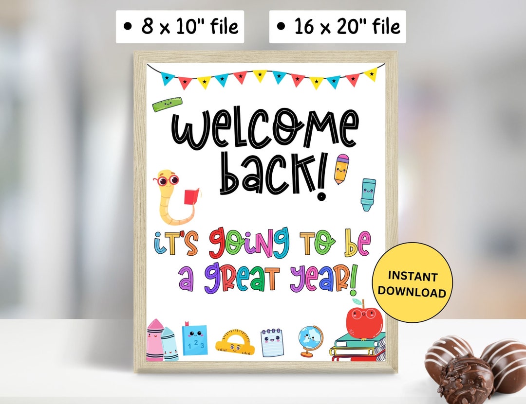 Welcome Back to School Sign, First Day of School Sign to Welcome Staff ...