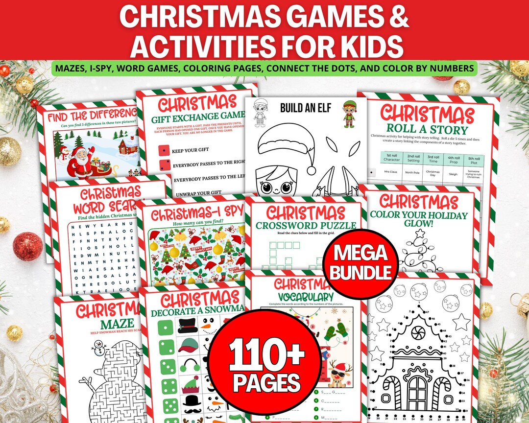 Kids Christmas Games Activities Bundle, Printable Christmas Party Games ...