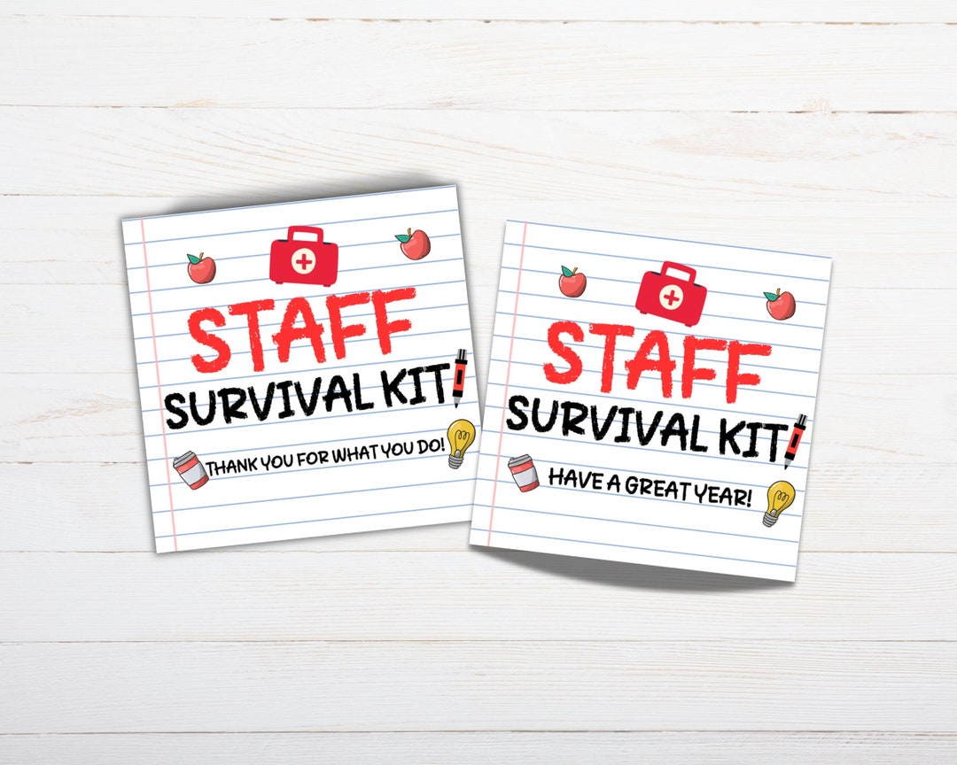Staff Survival Kit Printable Tag, School Staff Gifts, Staff Thank You ...