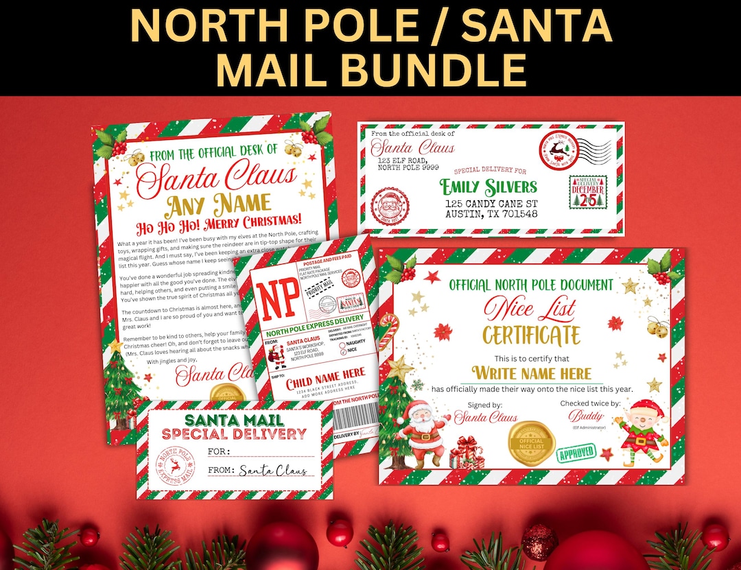 EDITABLE Santa Letter Bundle: Letter From Santa & Nice List Certificate ...