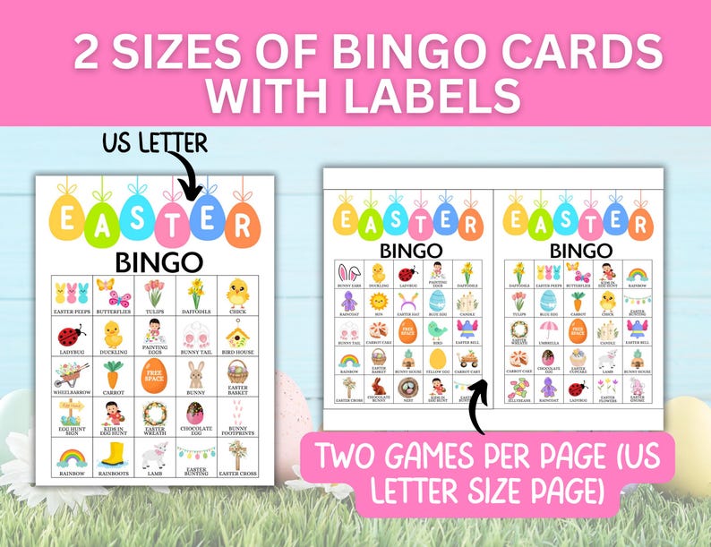 50 Easter Bingo Cards, Easter Bingo Game, Easter Activity for Kids ...