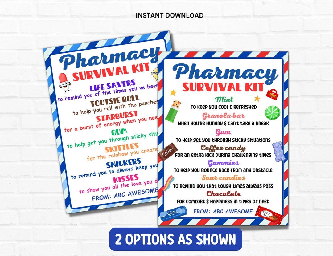 Pharmacist Appreciation Week Gift, Pharmacy Survival Kit Tag Printable ...