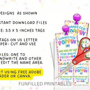 Back to School Lollipop Tag, First Day of School Gift, Thanks for ...