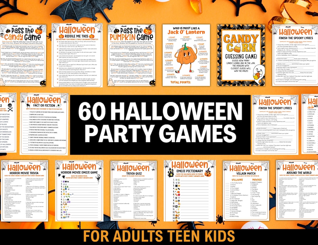 Halloween Game Bundle, Halloween Party Games for Kids Family Halloween ...