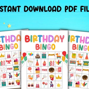 Birthday Bingo, Kids Birthday Party Game, Printable Bingo Game, Fun ...