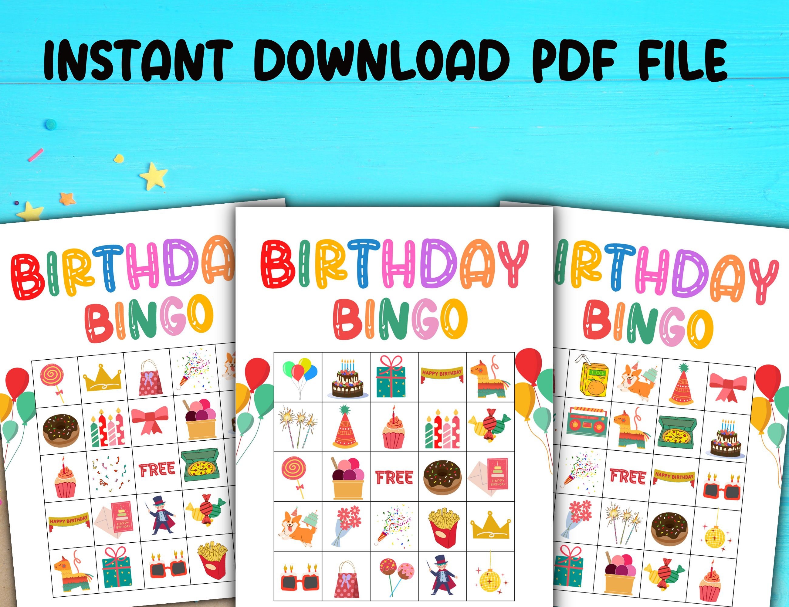 Birthday Bingo, Kids Birthday Party Game, Printable Bingo Game, Fun ...