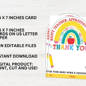 Teacher Appreciation Gift Card Holder Printable, Teacher Thank You Card ...