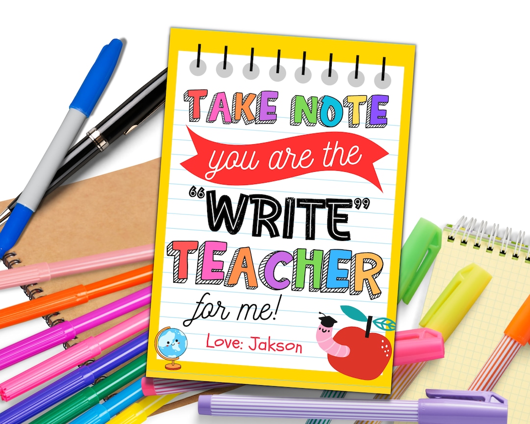 Teacher Appreciation Gift Tag Printable, Write Teacher for Me Teacher ...