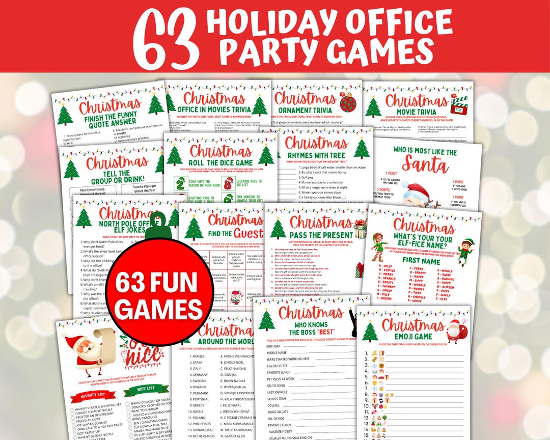 Christmas Games for Work, Office Christmas Party Games, Printable ...