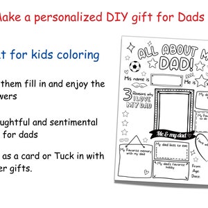 All About My Dad Printable Fathers Day Questionnaire Dad Gift From Kids ...