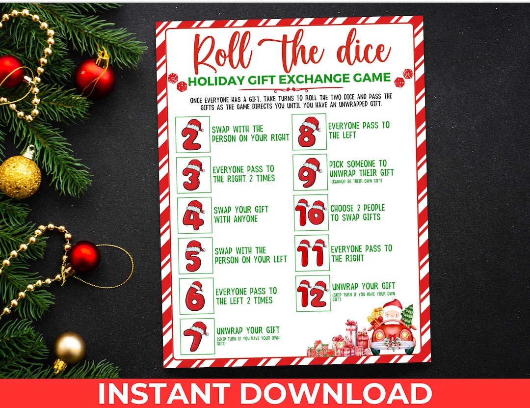 Roll the Dice Christmas Gift Exchange Game, White Elephant Gift ...