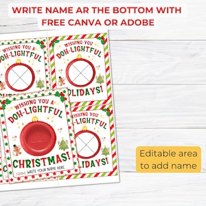 Christmas Play Dough Card Printable, Play Dough Holder, Classroom Favor ...