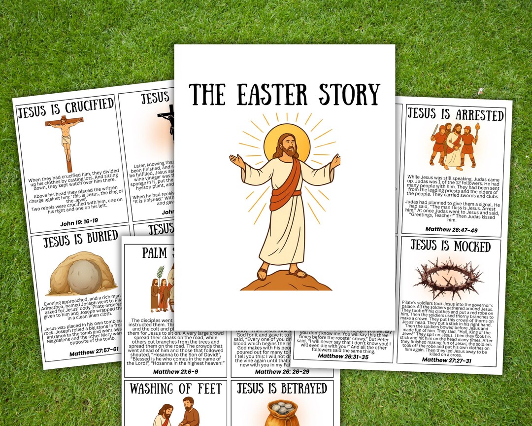 Easter Story Cards, Printable Holy Week Activity, Lent Sunday School ...
