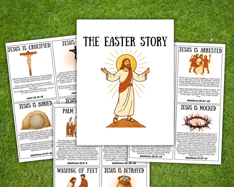 Easter Story Cards, Holy Week Study Printable, Lent Sunday School ...