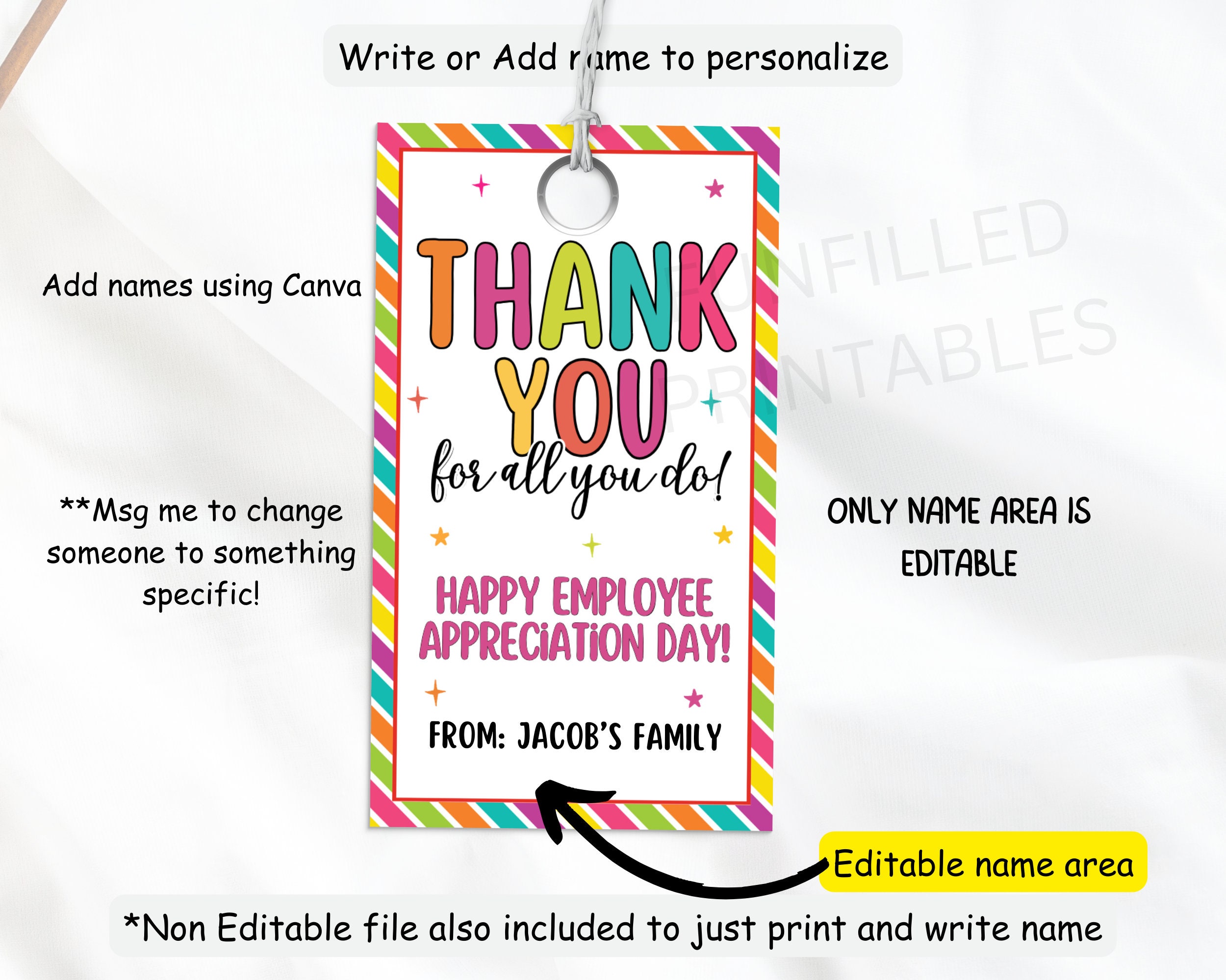 Employee Appreciation Tags, Happy Employee Appreciation Day Gift Tag ...