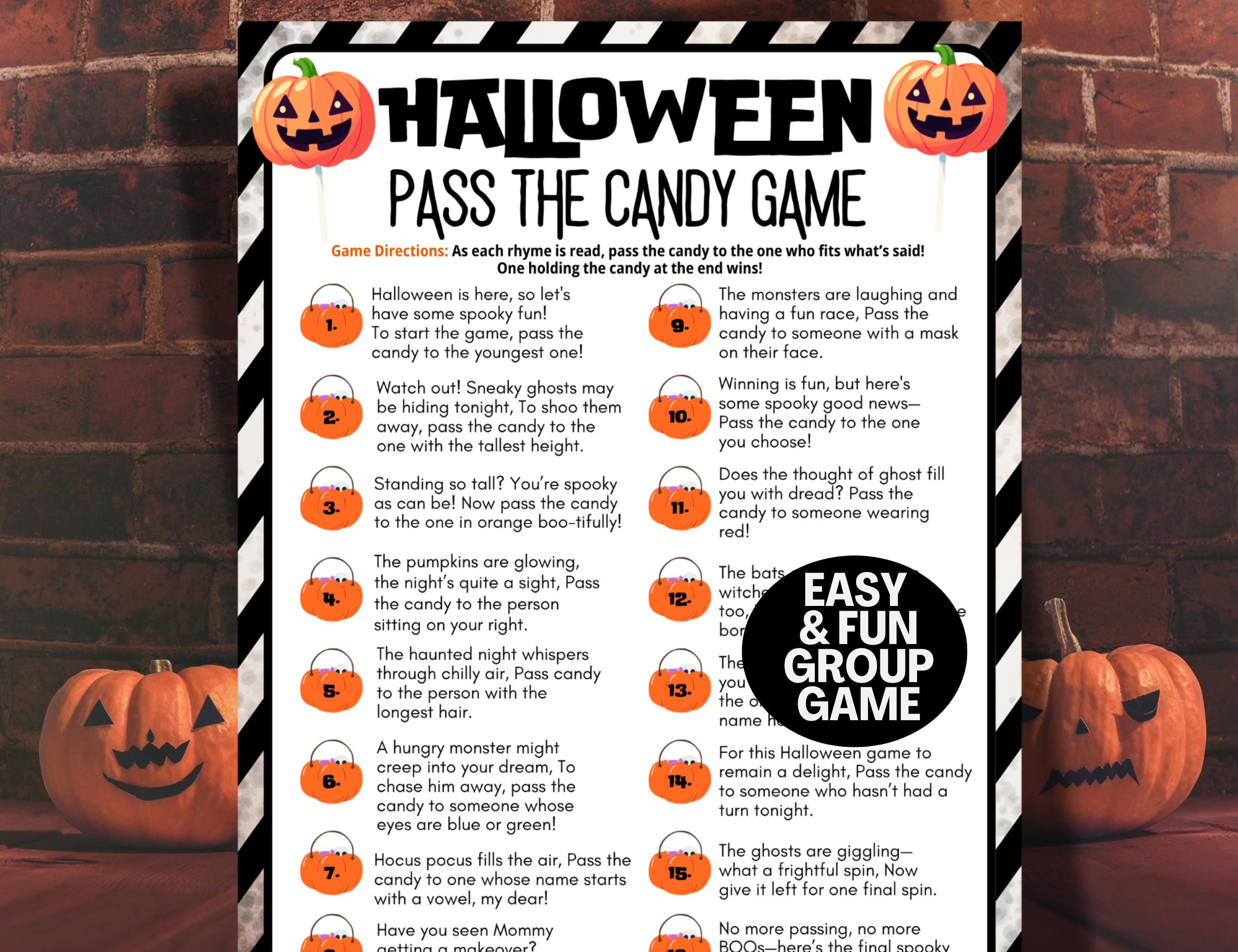 Halloween Pass the Candy Game Printable Halloween Activity, Easy Fun ...