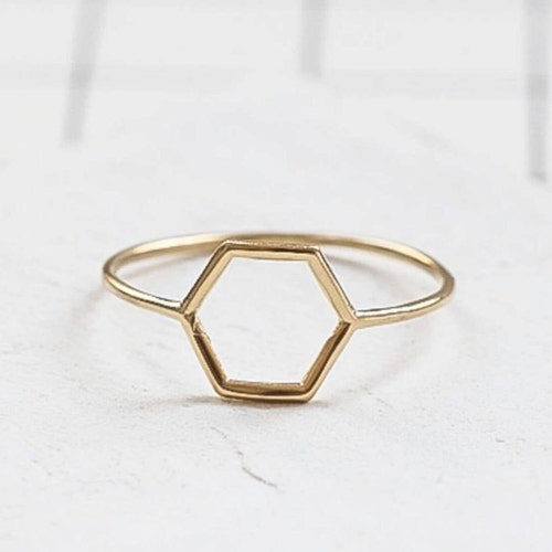 Gold Filled Hexagon Ring - Etsy