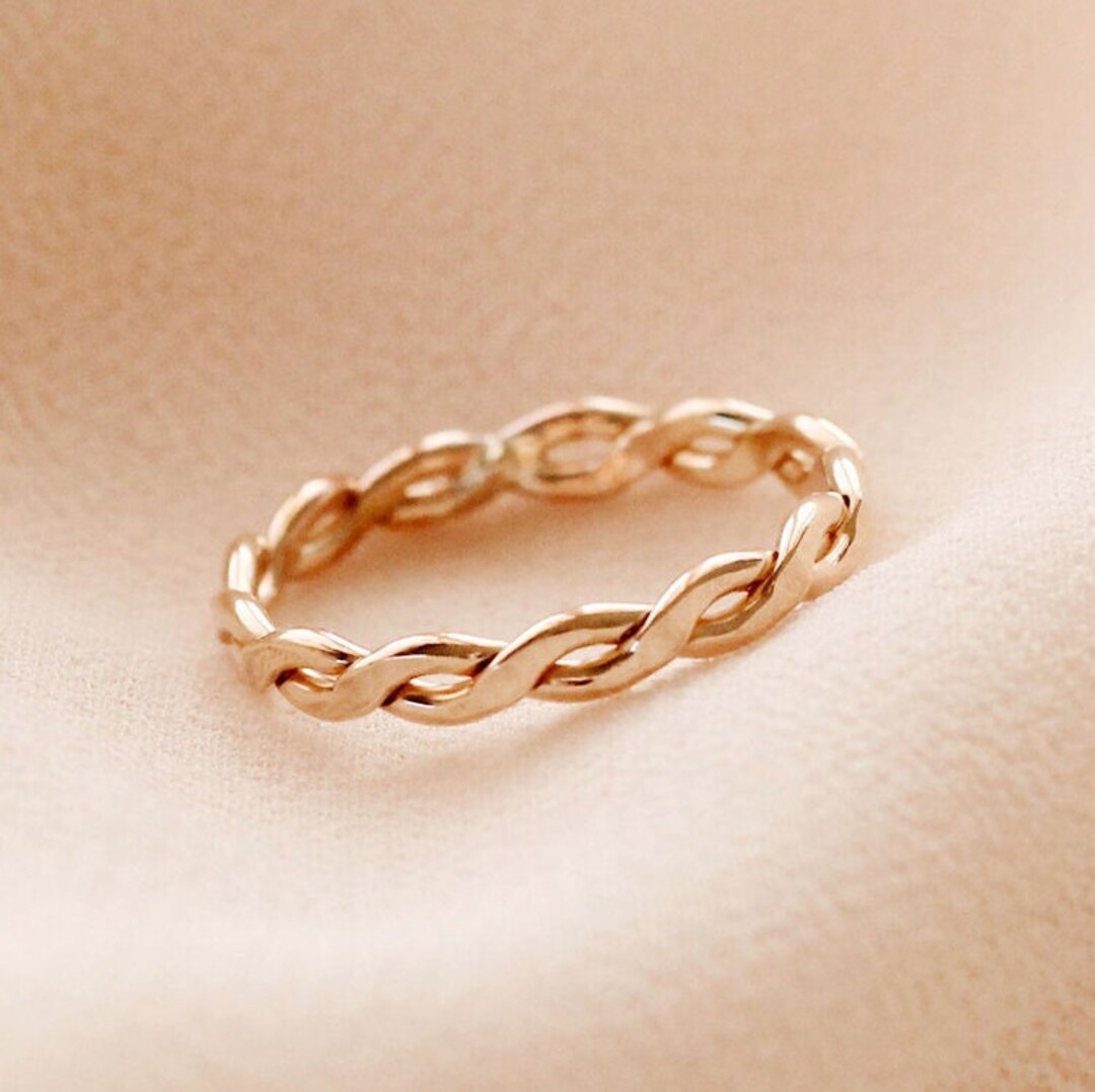10k Solid Gold Braid Pattern Ring Stackable Braided Ring Braid Type ...