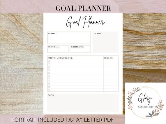 Goal Planner Printable Goal Sheet Goal Tracker PDF - Etsy