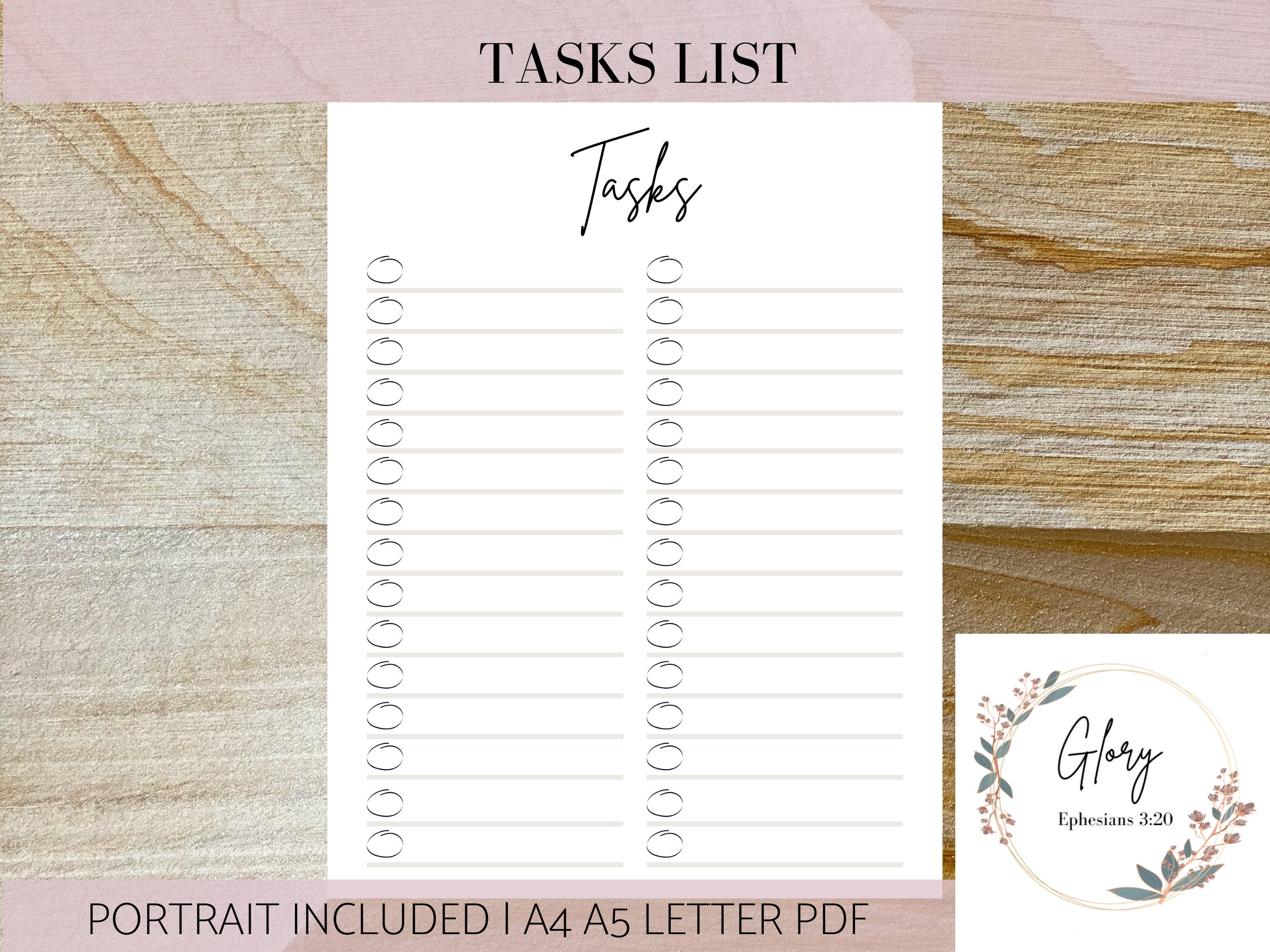 Tasks List Printable, To-do List, Organization, Instant Download, PDF ...