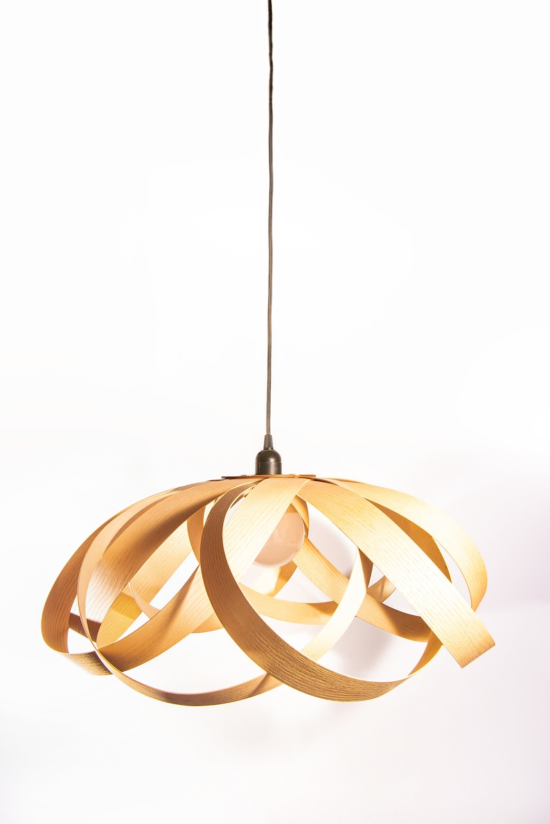Steam Bend Natural Ash Wood Pendant Lamp, Veneer Lamp, Ceiling Light ...