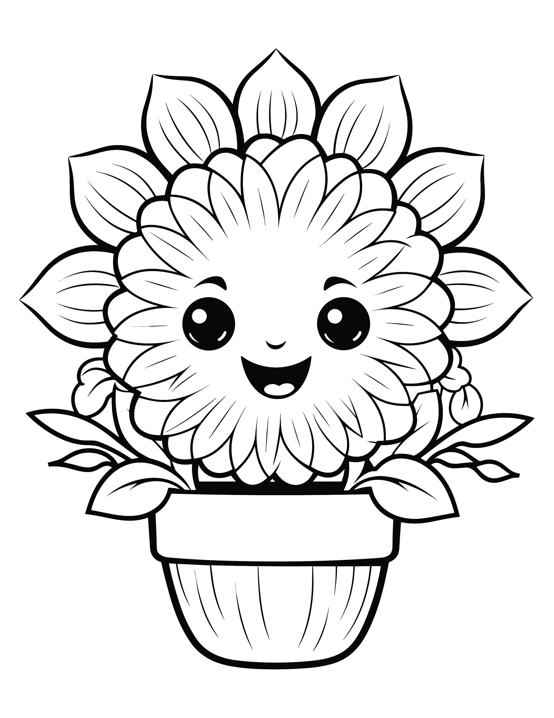 Kawaii Flower Coloring Pages _digital Prints - Etsy