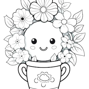 Kawaii Flower Coloring Pages _digital Prints - Etsy