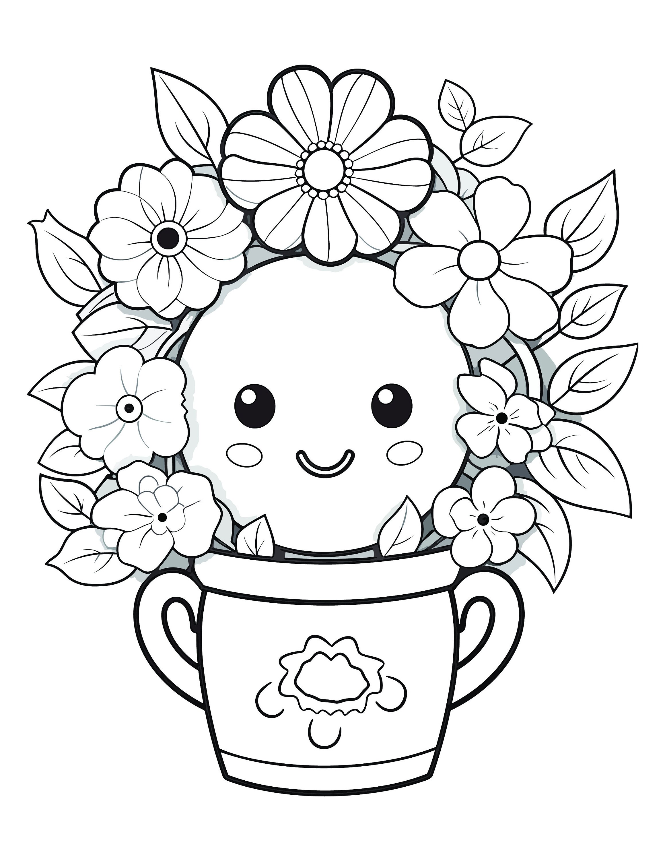 Kawaii Flower Coloring Pages _digital Prints - Etsy