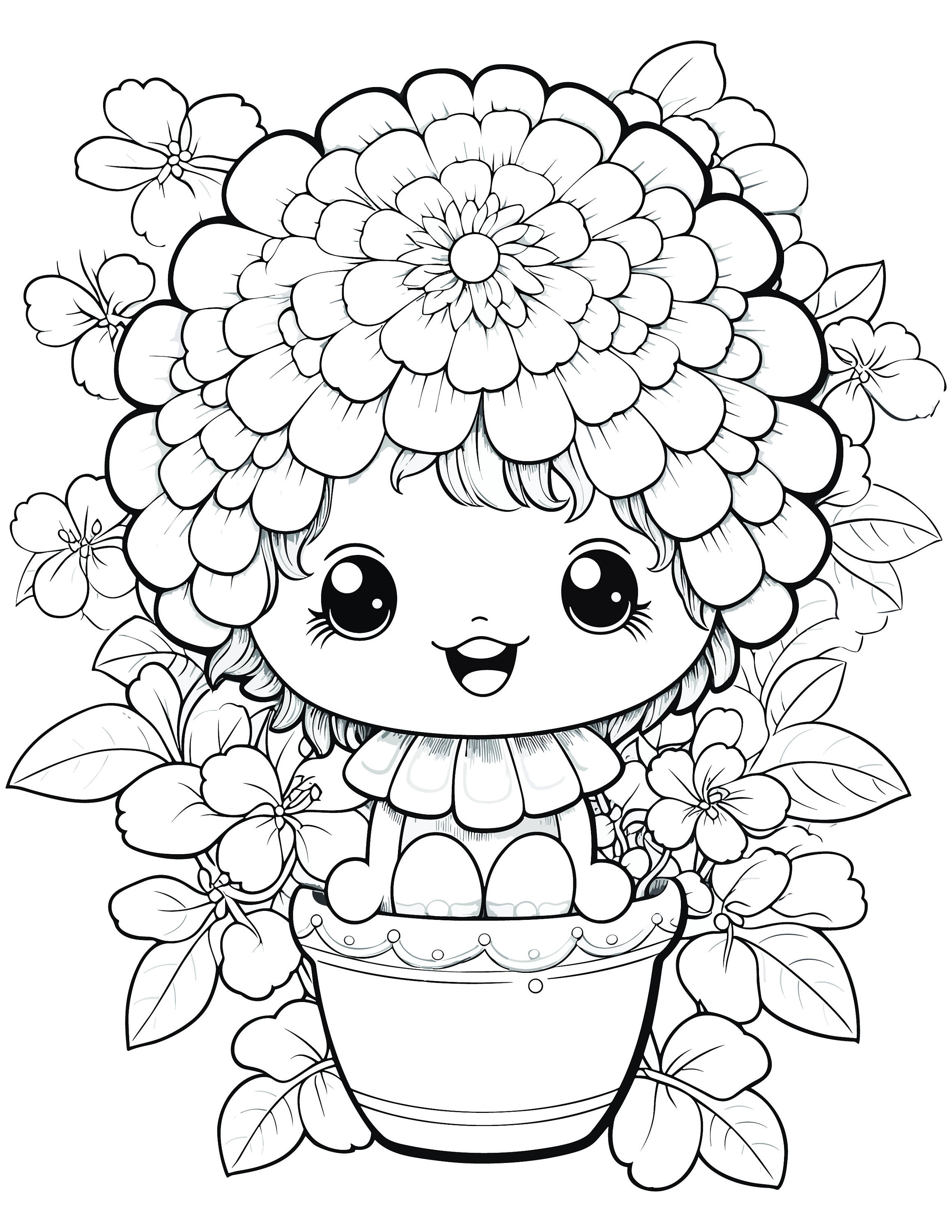Kawaii Flower Coloring Pages _digital Prints - Etsy