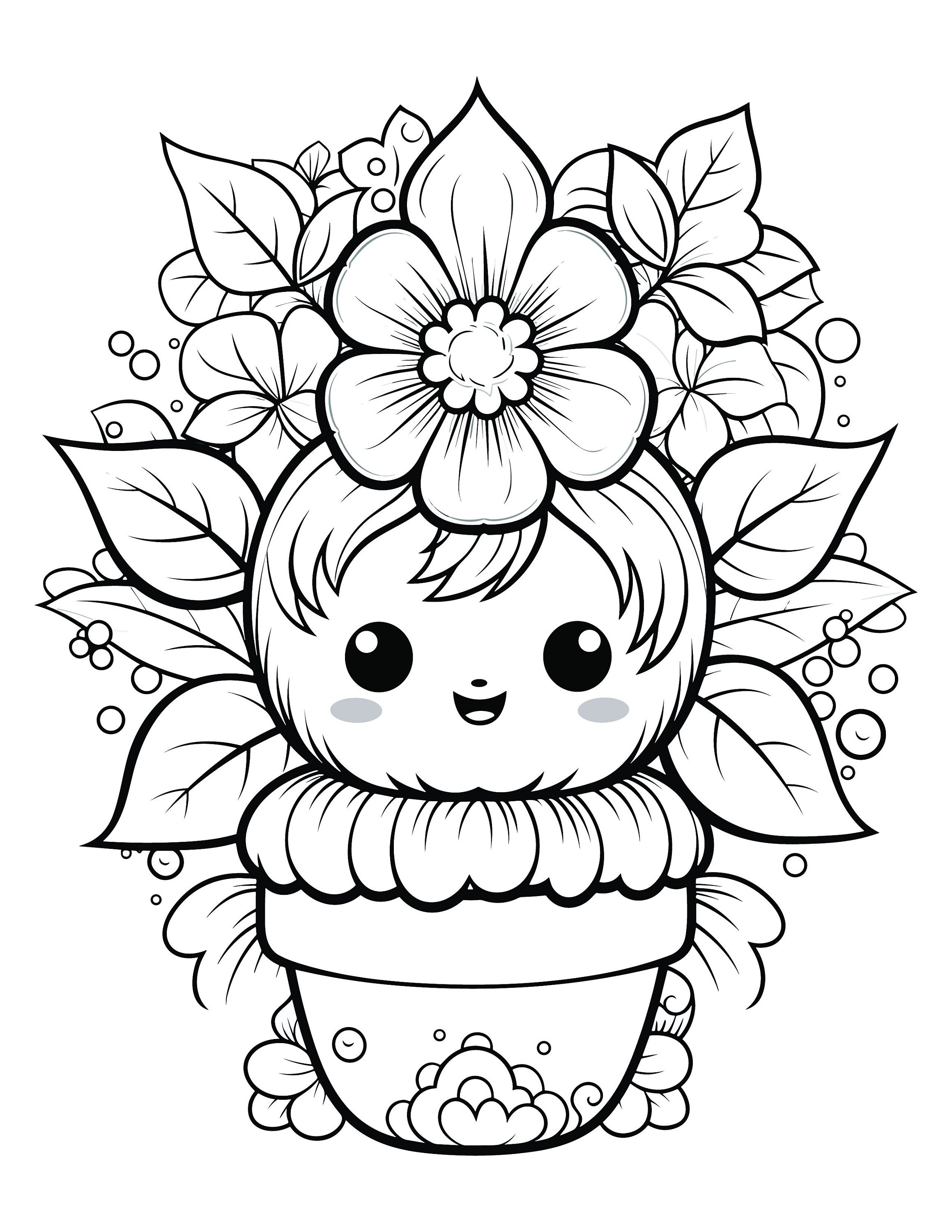 Kawaii Flower Coloring Pages _digital Prints - Etsy