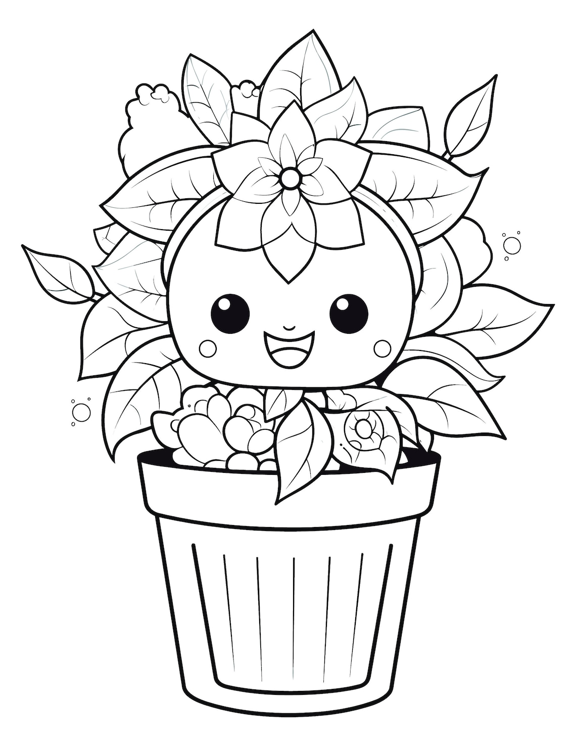 Kawaii Flower Coloring Pages _digital Prints - Etsy