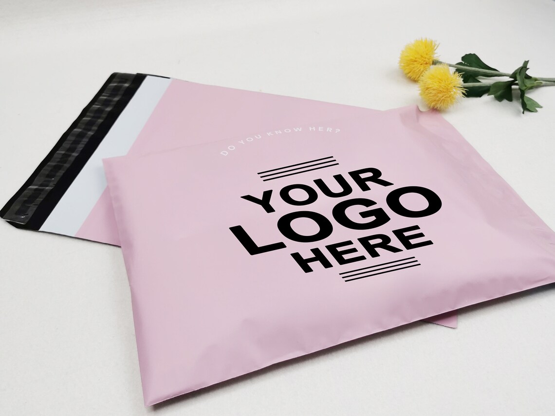500 Pcs Custom Pink Express Bag, Degradable Mailing Bag, Personalized ...