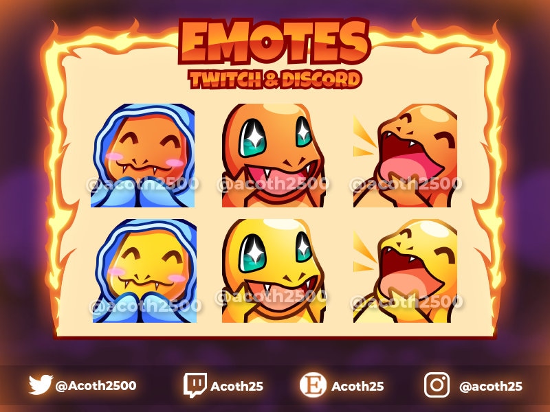 Pokemon Charmander Emote Set - Etsy