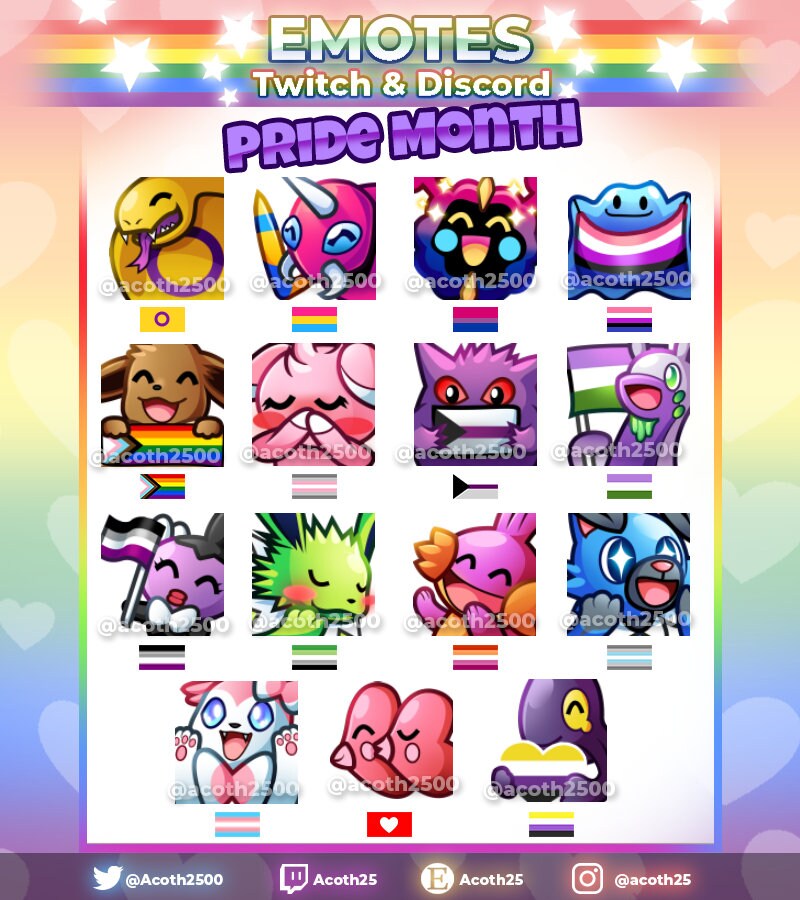 Pokemon Pride Month Emote Set - Etsy