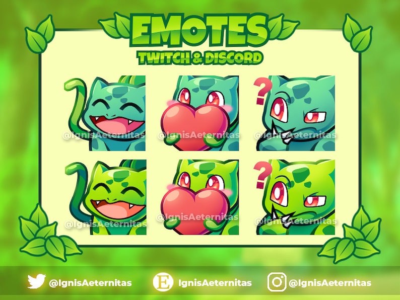 Pokemon Bulbasaur Emote Set - Etsy