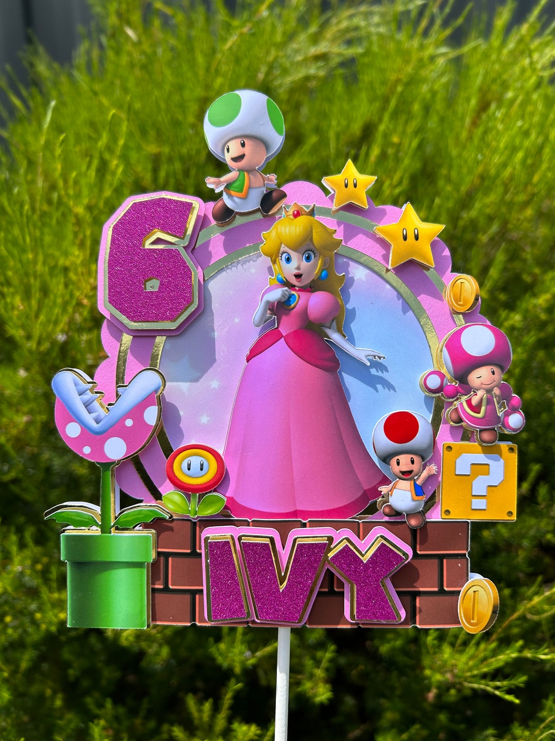 Princess Peach Cake Topper Super Mario Peaches Cake Topper - Etsy