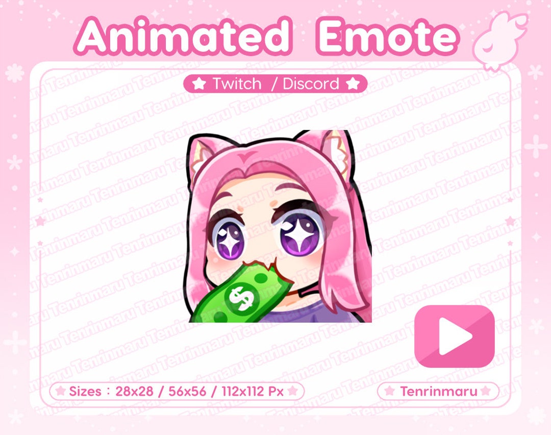 Animated Emote | Money/cash Emote | Cute Cat Girl | Pink Hair Purple ...