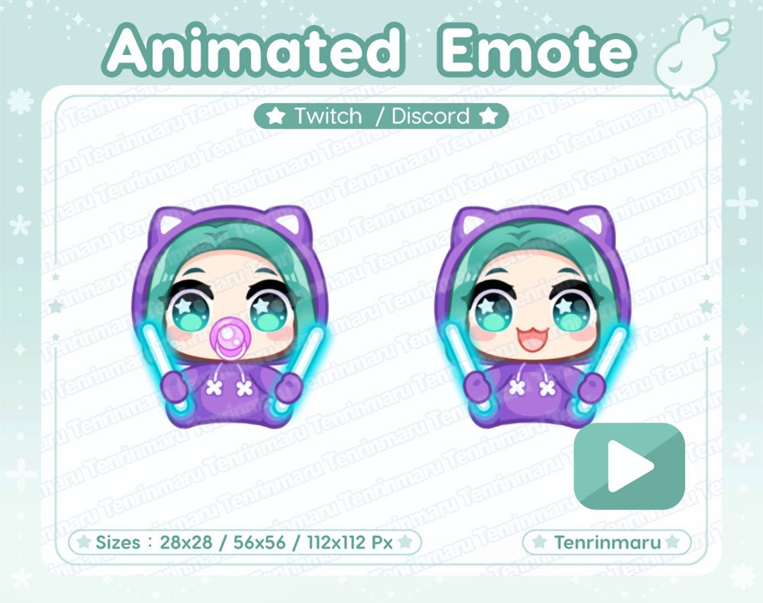 Animated Emote | Baby Glow Stick Emote | Green Hair Green Eyes | Cute ...