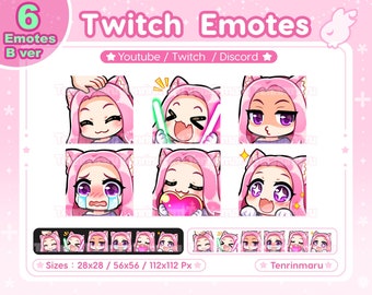Cute Pink Cat X6 A Ver Chibi Emotes Pack - Etsy