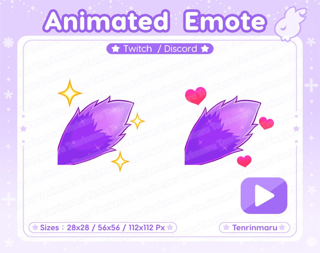 Animated Emote | Cute Tail Wag | Purple Color | Hearts | Sparkles ...