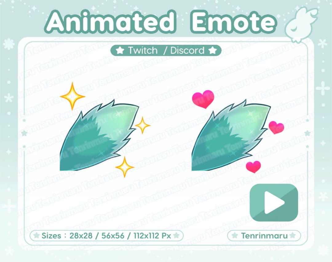 Animated Emote | Cute Tail Wag | Green Color | Hearts | Sparkles | Wolf ...