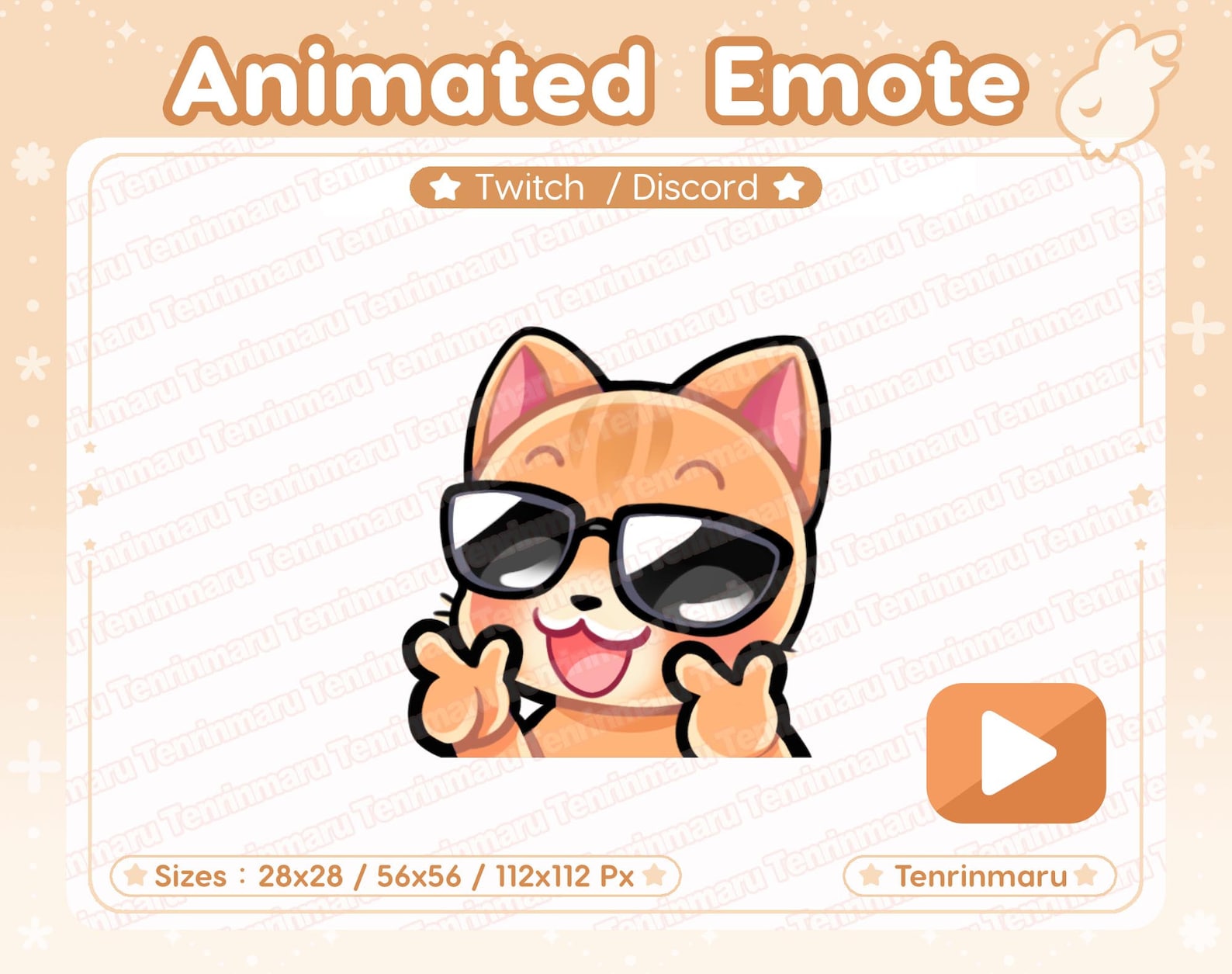 ANIMATED Cool Sunglasses Emote Cute Orange Cat - Etsy
