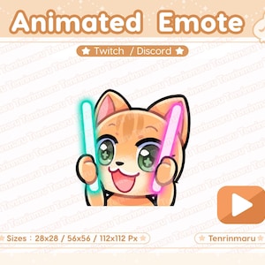 Animated Emote | Glow Stick Emote | Cute Orange Cat | Twitch/discord ...