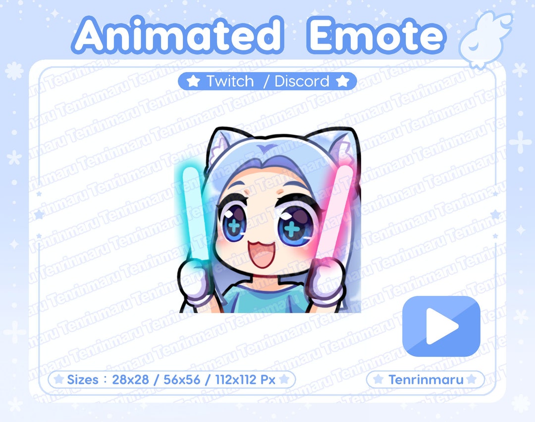 Animated Emote | Glow Stick Emote | Cute Cat Girl | Light Blue Hair ...