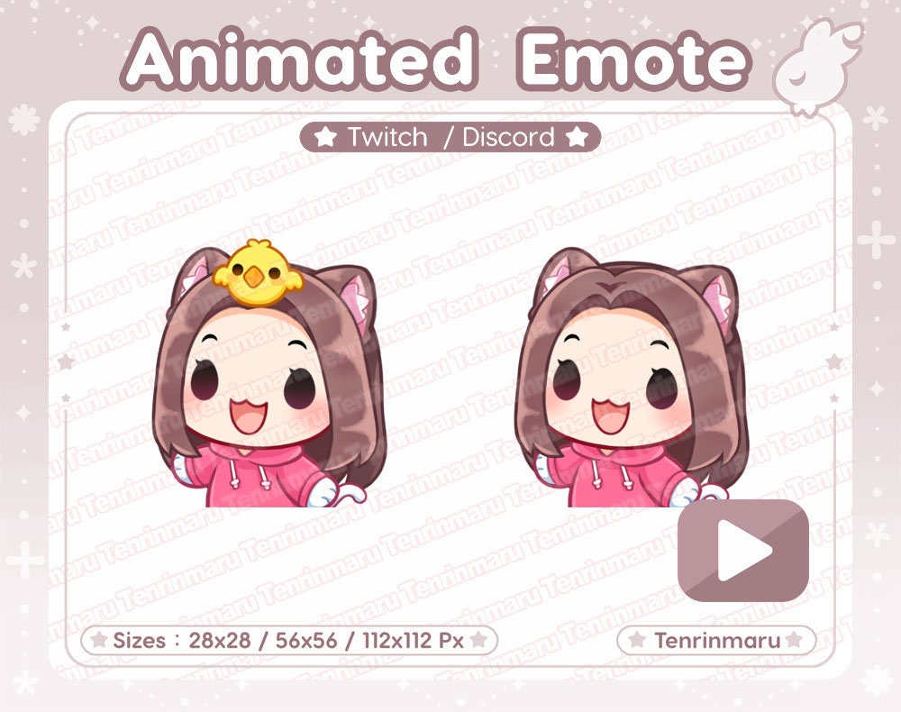 Animated Wiggle Emote Cute Cat Girl Brown Hair Cute Chick And Normal Ver Twitchdiscordyoutube