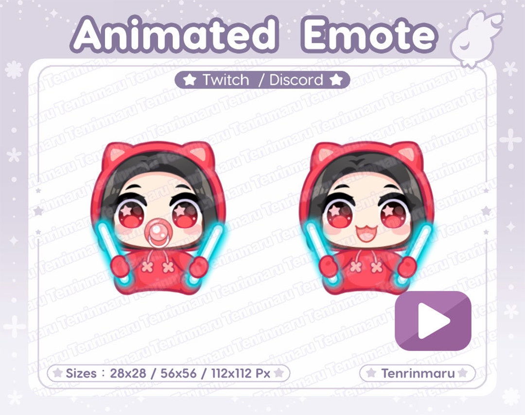 Animated Emote | Baby Glow Stick Emote | Black Hair Red Eyes | Cute Cat ...